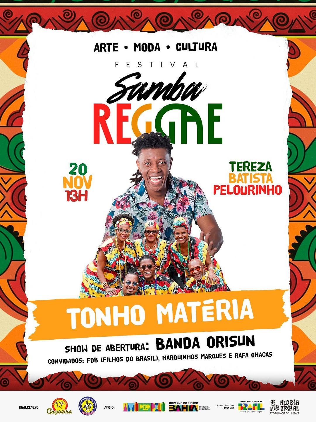 Festival de Samba Reggae – Tonho convida Rafa Chagas, Marquinhos Marques e FDB + Banda Orisun ...